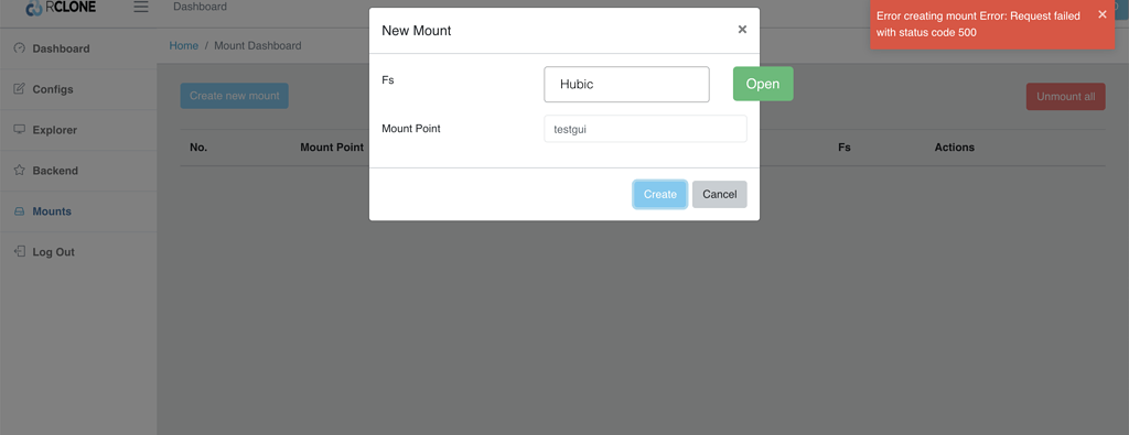 GUI - Mount failed - Suspected Bug - rclone forum